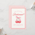 Girly Coquette Bow Cherry Bridesmaid Proposal Card | Zazzle