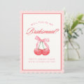 Girly Coquette Bow Cherry Bridesmaid Proposal Card | Zazzle
