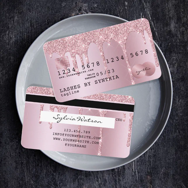 Girly Credit Card Styled Rose Gold Dripping Gold | Zazzle