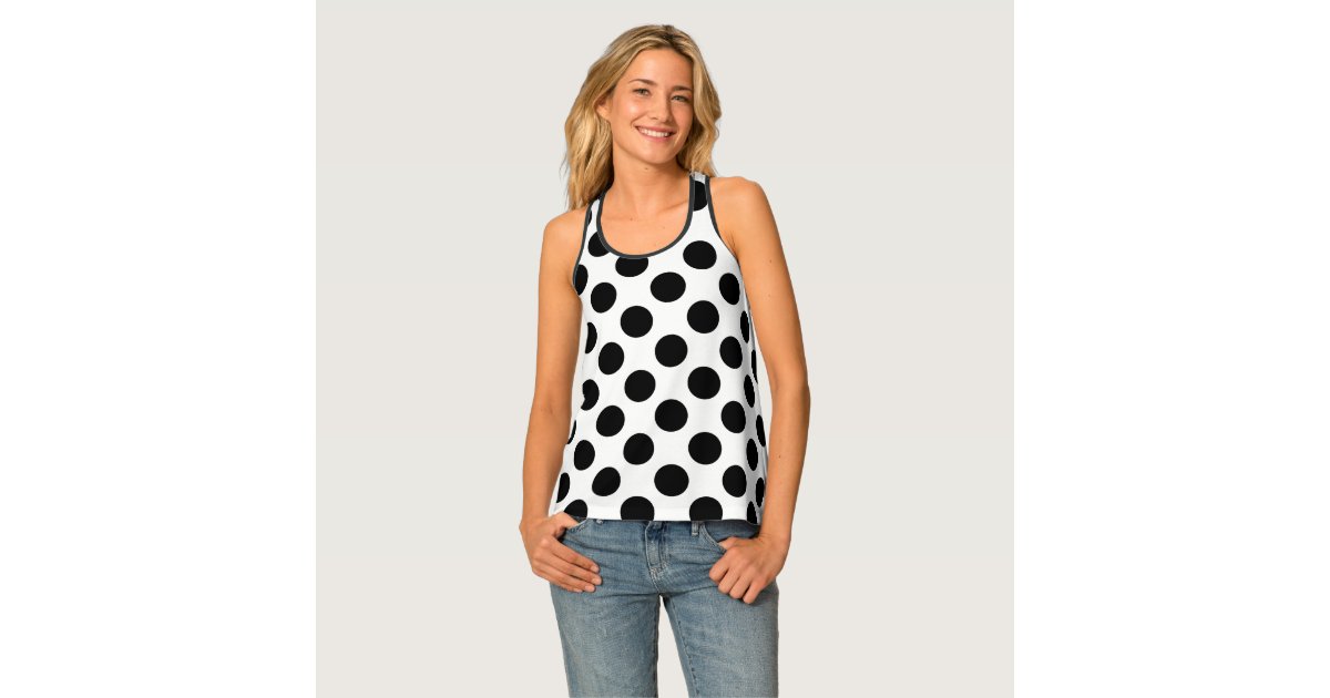 Girly Cute Black And White Polka Dot Pattern Tank Top | Zazzle