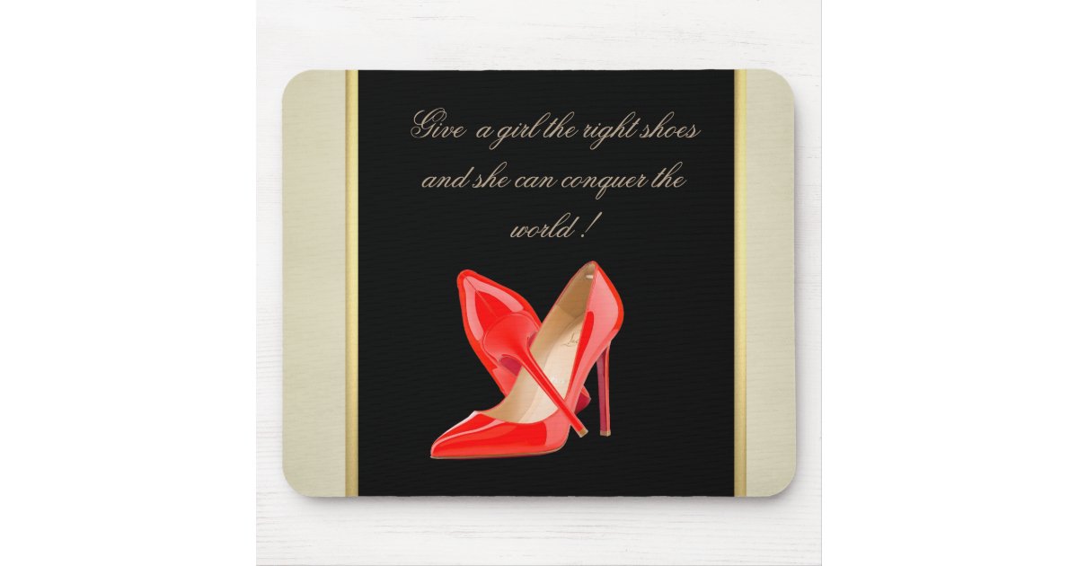 Girly Cute, Red High Heels-Motivational Message Mouse Pad | Zazzle