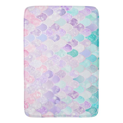 Girly, cute, trendy, beach, pink, Mermaid Bath Mat | Zazzle