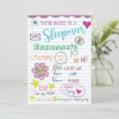 Girly Doodle Sleepover/Birthday Invitation | Zazzle
