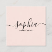 Girly Elegant Calligraphy Blush Pink Square Business Card | Zazzle