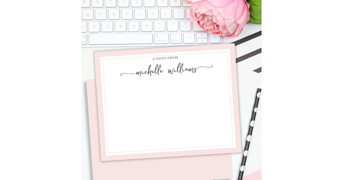 Girly Elegant Calligraphy Script Blush Note From | Zazzle