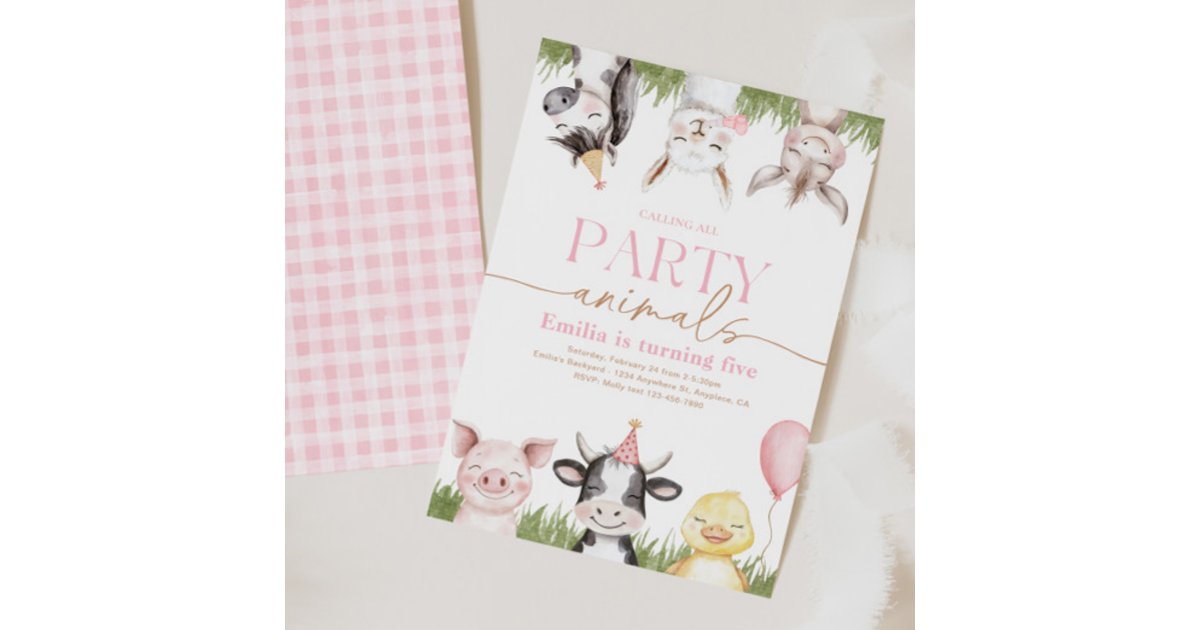 Girly Farm Birthday Invitations | Zazzle