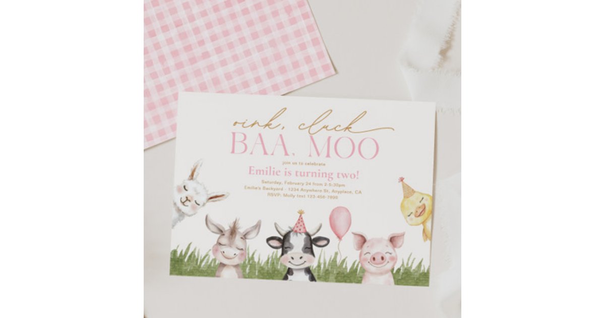 Girly Farm Birthday Party Invitation | Zazzle