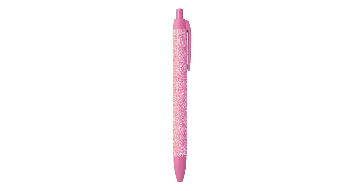 Girly Faux Pink Glitter Custom Black Ink Pen | Zazzle