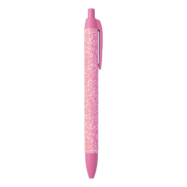 Girly Faux Pink Glitter Custom Black Ink Pen | Zazzle