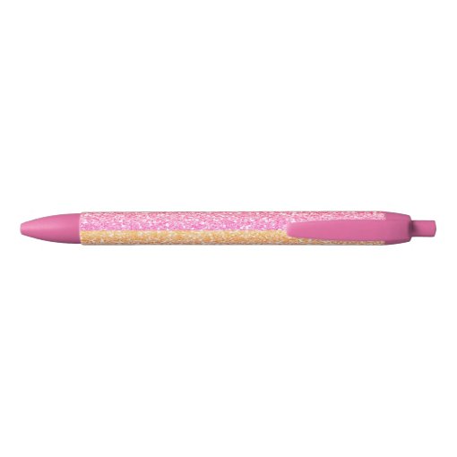 Girly Faux Pink Glitter Custom Black Ink Pen | Zazzle