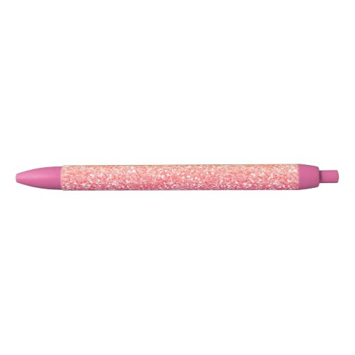 Girly Faux Pink Glitter Custom Black Ink Pen | Zazzle