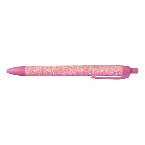Girly Faux Pink Glitter Custom Black Ink Pen | Zazzle