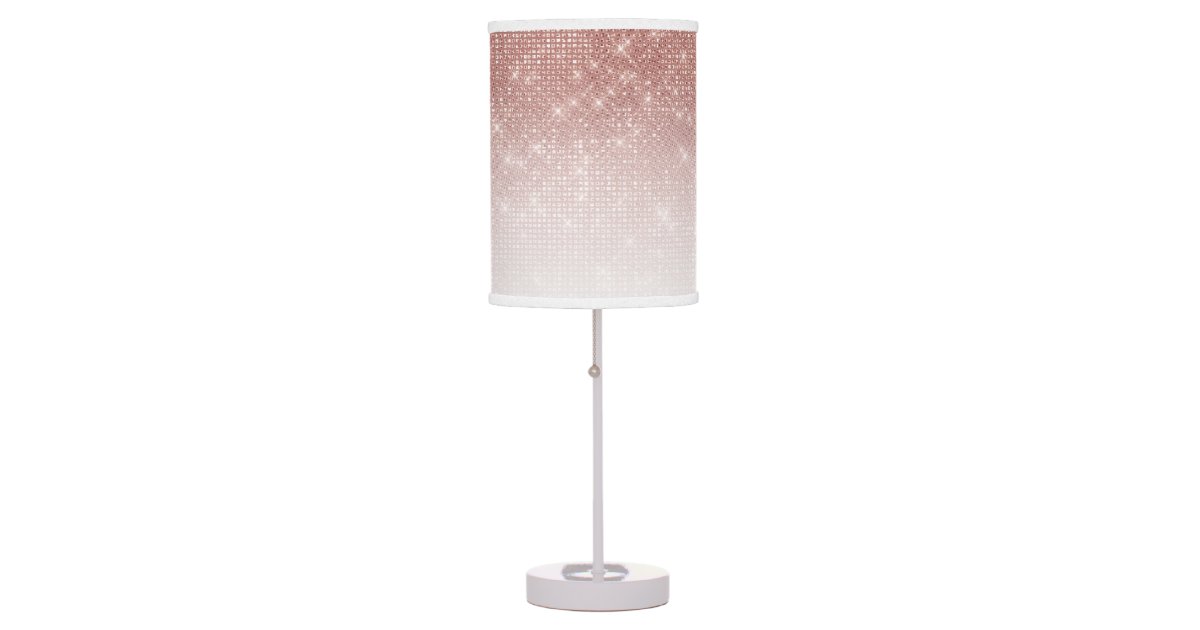 Girly Faux Rose Gold Sequin Glitter White Ombre Table Lamp | Zazzle