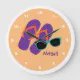 Girly Flip Flops Sunglasses Add Name Large Clock | Zazzle