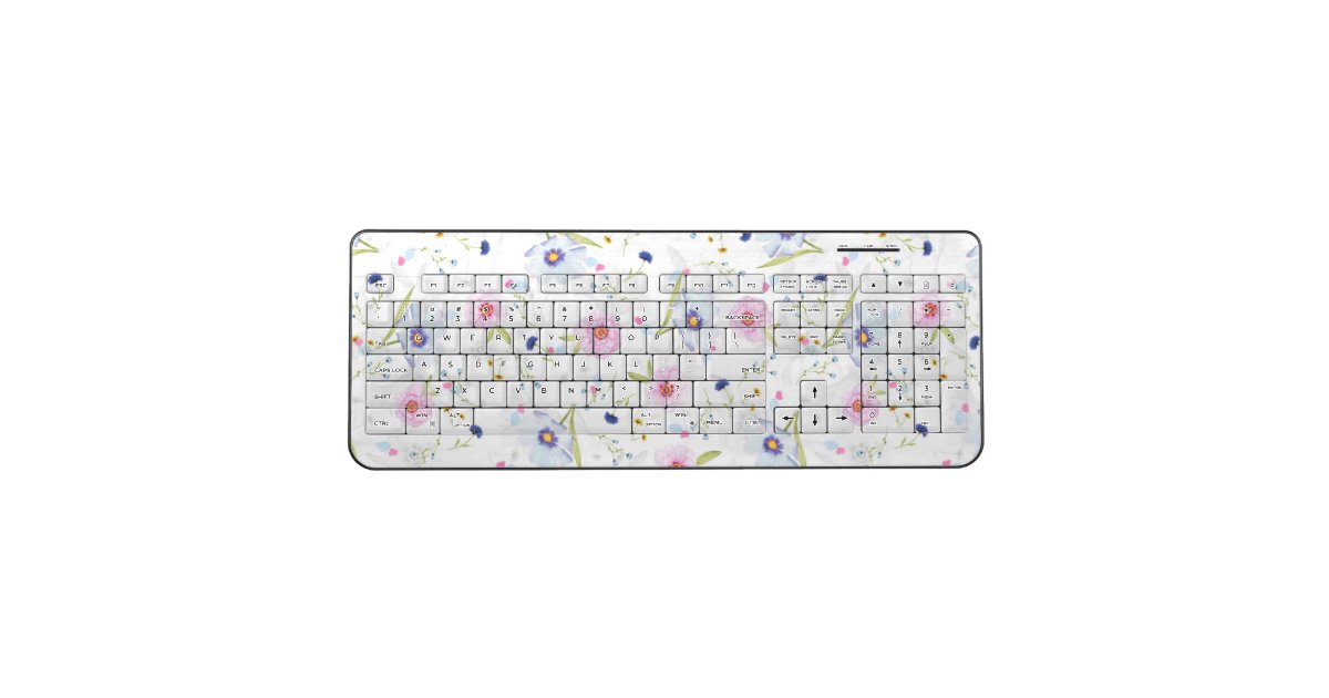Girly floral wireless keyboard | Zazzle