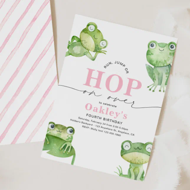 Girly Frog Birthday Party Invitation | Zazzle