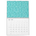 Girly, Fun Aqua Blue Glitter Printed Calendar | Zazzle