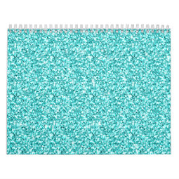Girly, Fun Aqua Blue Glitter Printed Calendar | Zazzle