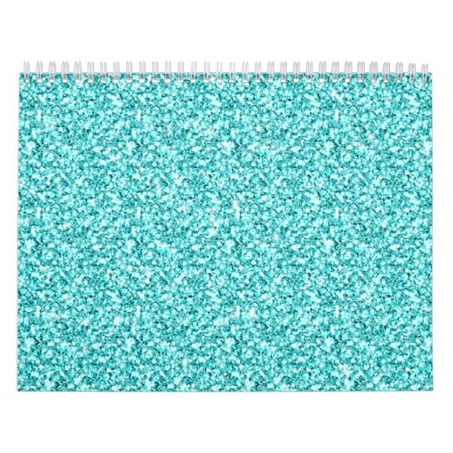 Girly, Fun Aqua Blue Glitter Printed Calendar | Zazzle