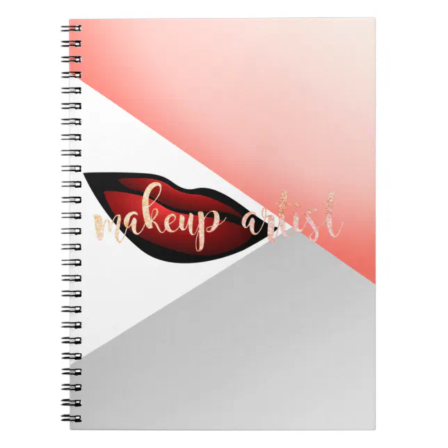 Girly Geometric Red Lips,Makeup artist Notebook | Zazzle