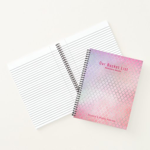 Girly Glam BUCKET LIST Pink Glitter Custom Notebook | Zazzle