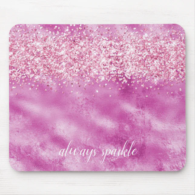 Girly Glam Pink Glitter Confetti Sparkle Mouse Pad | Zazzle