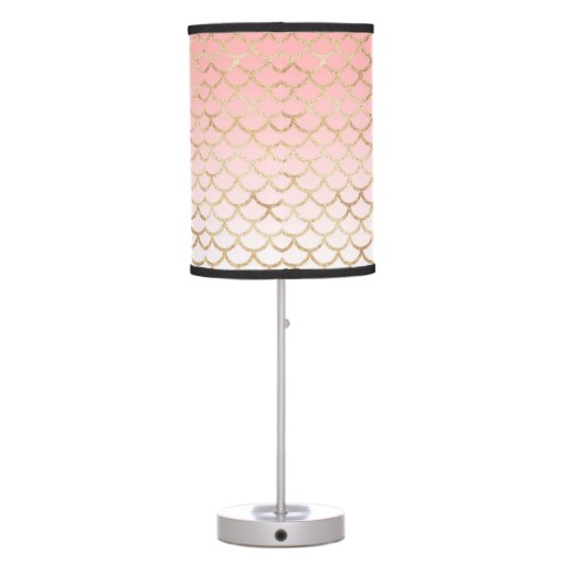 GIRLY GLAM PINK/GOLD GLITTER OMBRE MONOGRAMMED TABLE LAMP | Zazzle