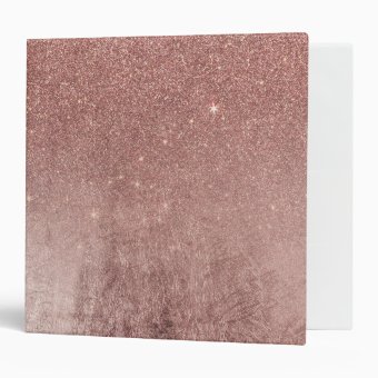 Girly Glam Pink Rose Gold Foil and Glitter Mesh 3 Ring Binder | Zazzle
