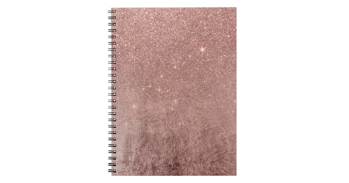 Girly Glam Pink Rose Gold Foil and Glitter Mesh Notebook | Zazzle