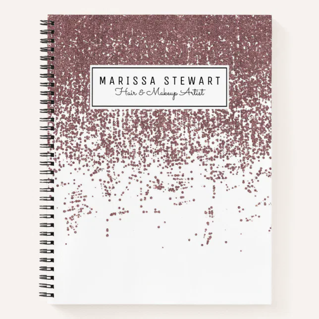 Girly Glamorous Faux Rose Gold Glitter White Ombre Notebook | Zazzle