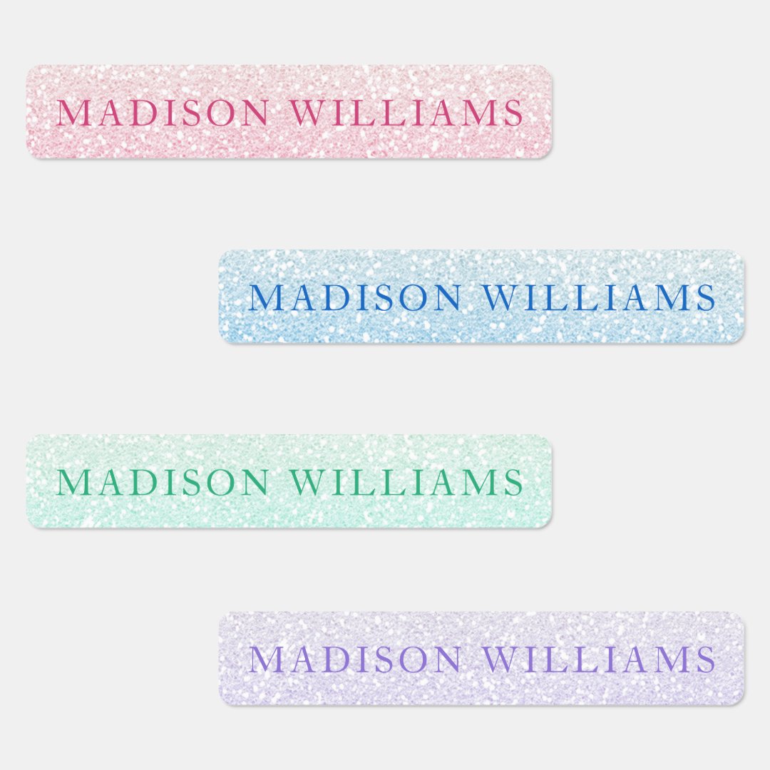 Girly Glitter Chic Modern Personalized Clothing Labels | Zazzle