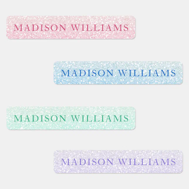 Girly Glitter Chic Modern Personalized Clothing Labels | Zazzle