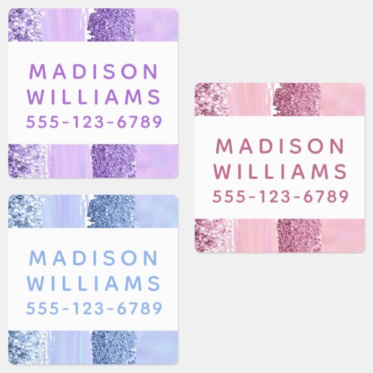 Girly Glitter Chic Modern Personalized Waterproof Labels | Zazzle.com