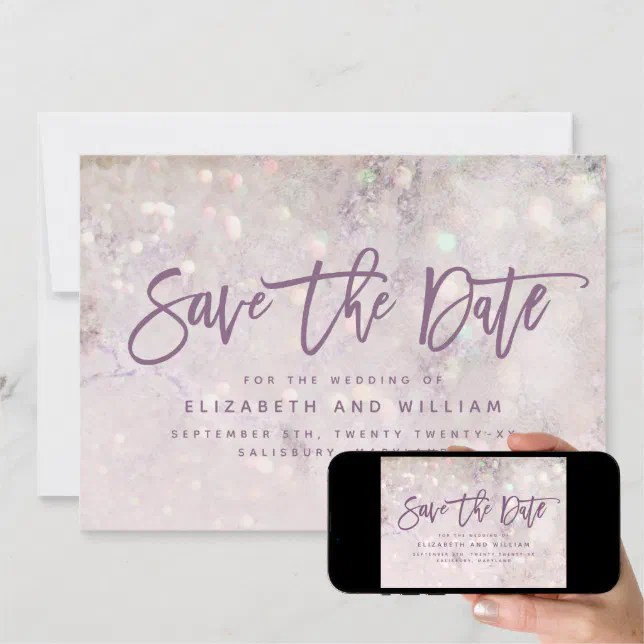 Girly glitter pink chic elegant rose gold wedding save the date | Zazzle