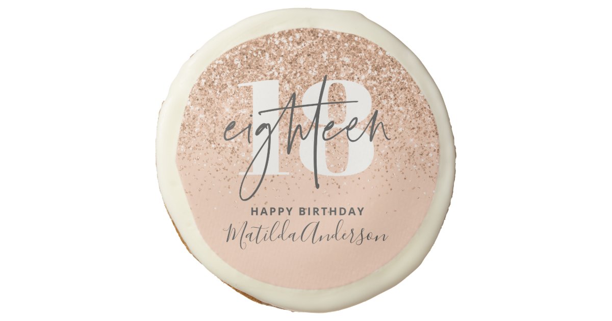 Girly glitter sparkle modern 18th birthday party sugar cookie | Zazzle