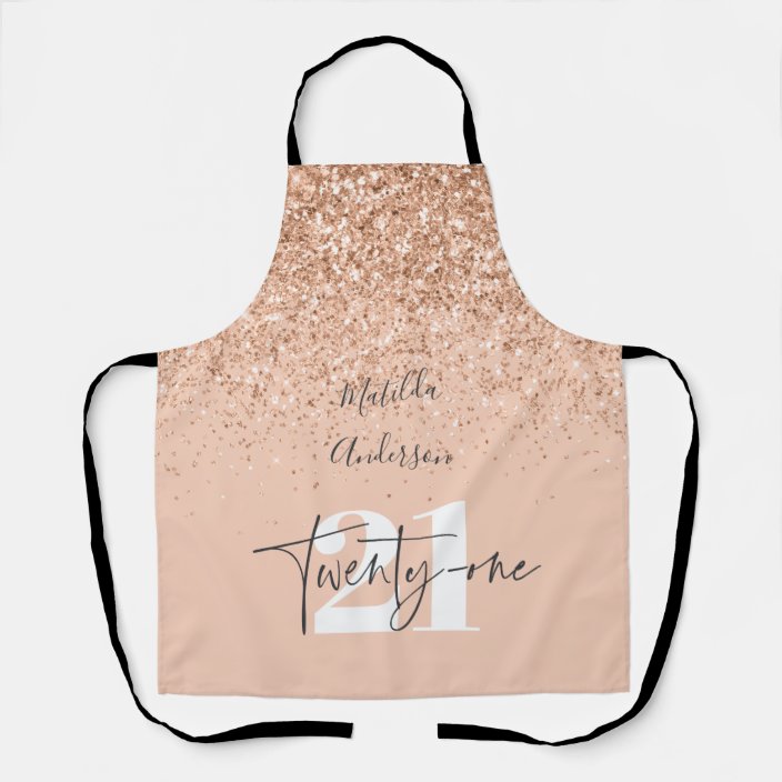 Girly glitter sparkle modern 21st birthday apron | Zazzle