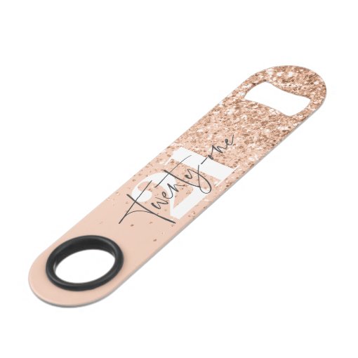 Girly glitter sparkle modern 21st birthday party bar key | Zazzle
