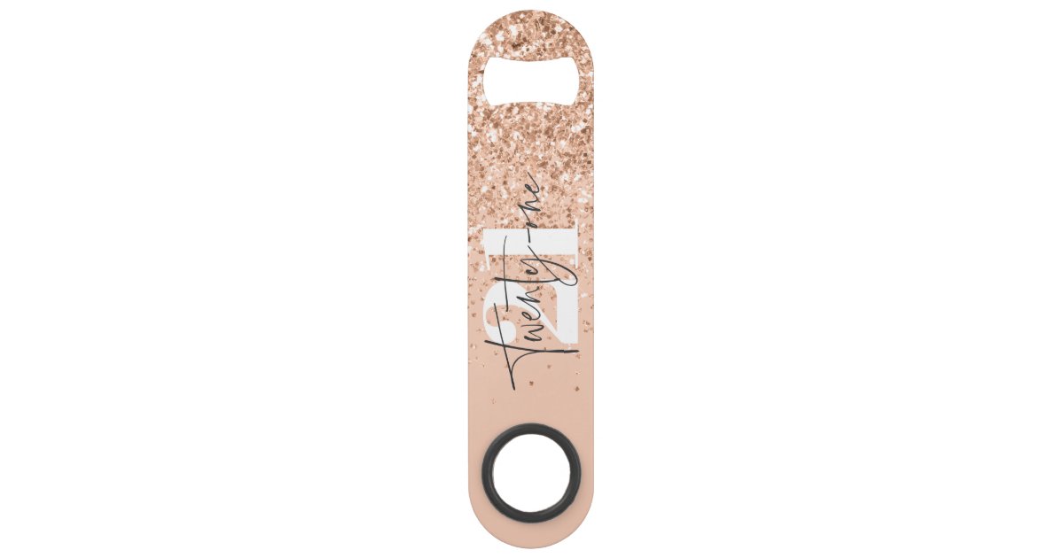 Girly glitter sparkle modern 21st birthday party bar key | Zazzle