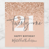 Girly glitter sparkle modern 21st birthday party wine label | Zazzle