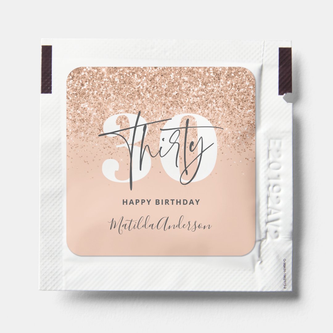 Girly glitter sparkle modern 30th birthday hand sanitizer packet | Zazzle