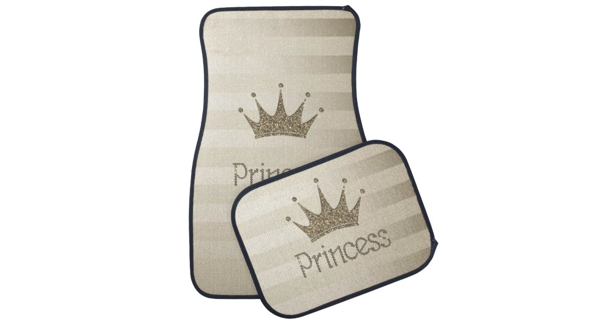 Girly Glitter Tiara,Crown,Princess, Striped Car Floor Mat | Zazzle