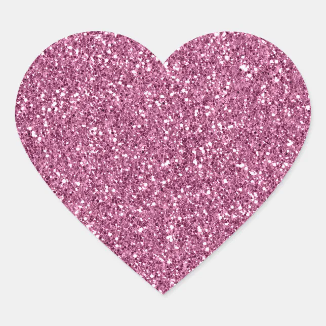 Girly Glitzy Pink Glitter Heart Sticker | Zazzle