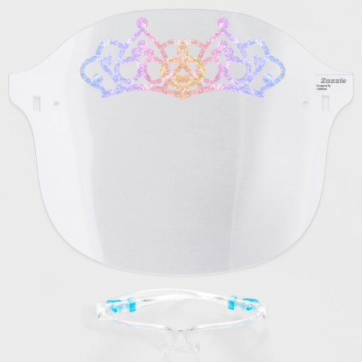 Girly Gold Pink Blue Glitter Princess Crown Tiara Face Shield | Zazzle
