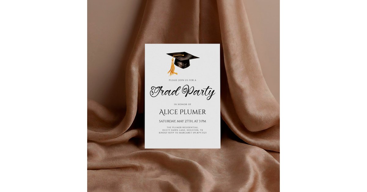 Girly Grad Cap Graduation Party Invitation | Zazzle