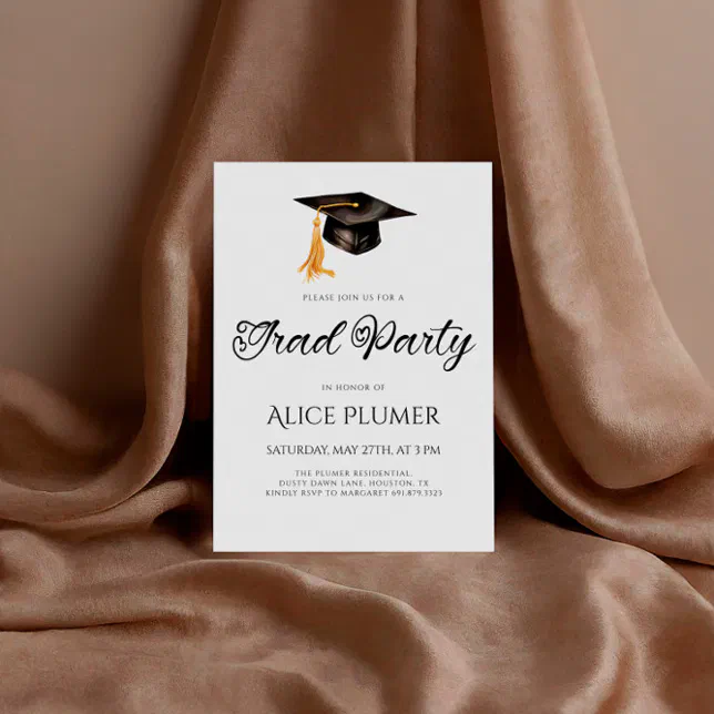 Girly Grad Cap Graduation Party Invitation | Zazzle