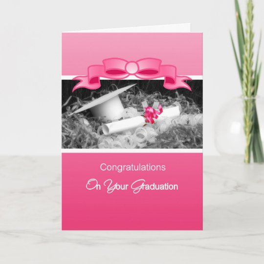 Girly Graduation Congratulations Pink Riboon Card | Zazzle.com
