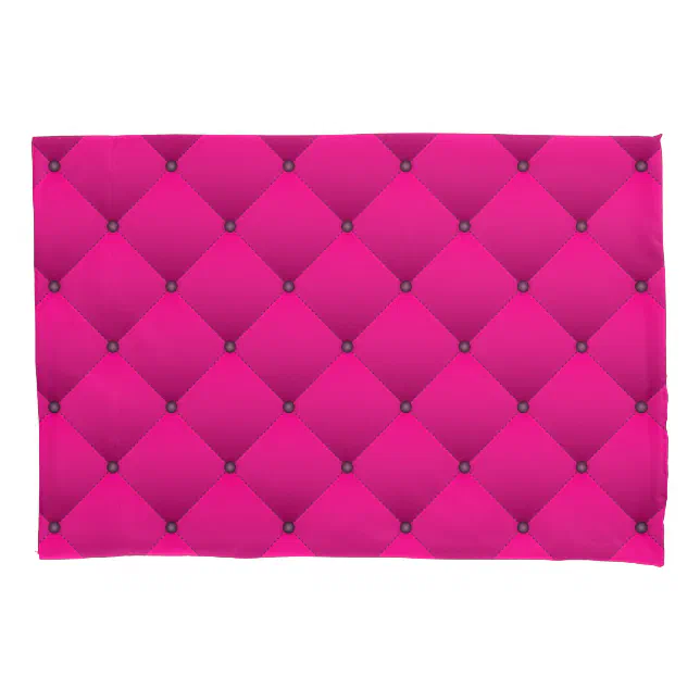 Girly Hot Pink Faux Quilted Diamond Pattern Pillow Case | Zazzle
