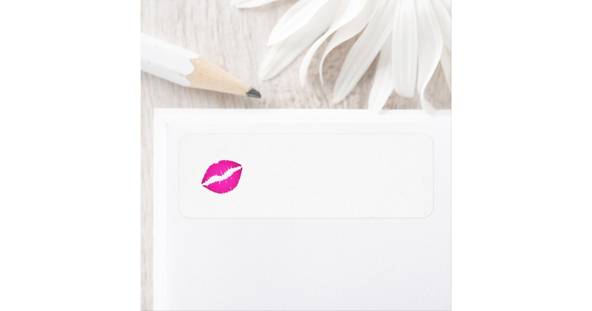 Girly Hot Pink Kiss Blank Label | Zazzle