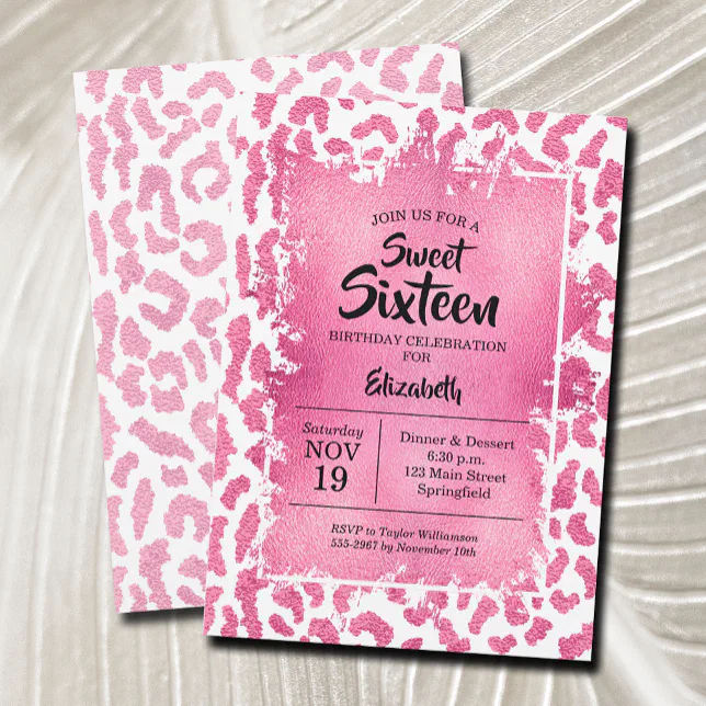 Girly Leopard 16th Birthday Party Invitations | Zazzle