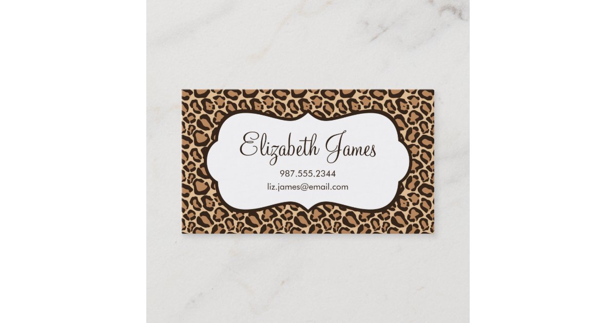 Girly Leopard Print Business Card | Zazzle